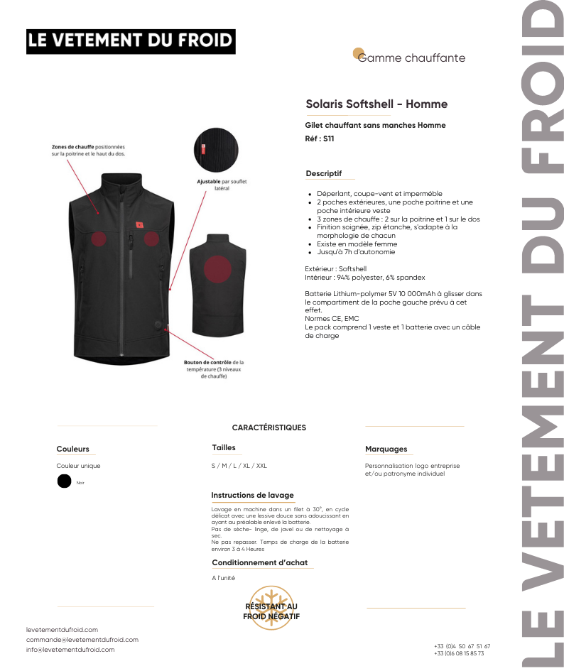 Solaris Softshell-Homme - Le Vêtement du Froid